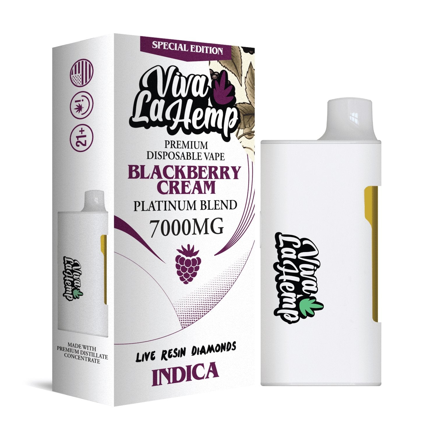 Viva La Hemp Platinum Blend Disposable - Blackberry Cream 7G – DeltaCloudz