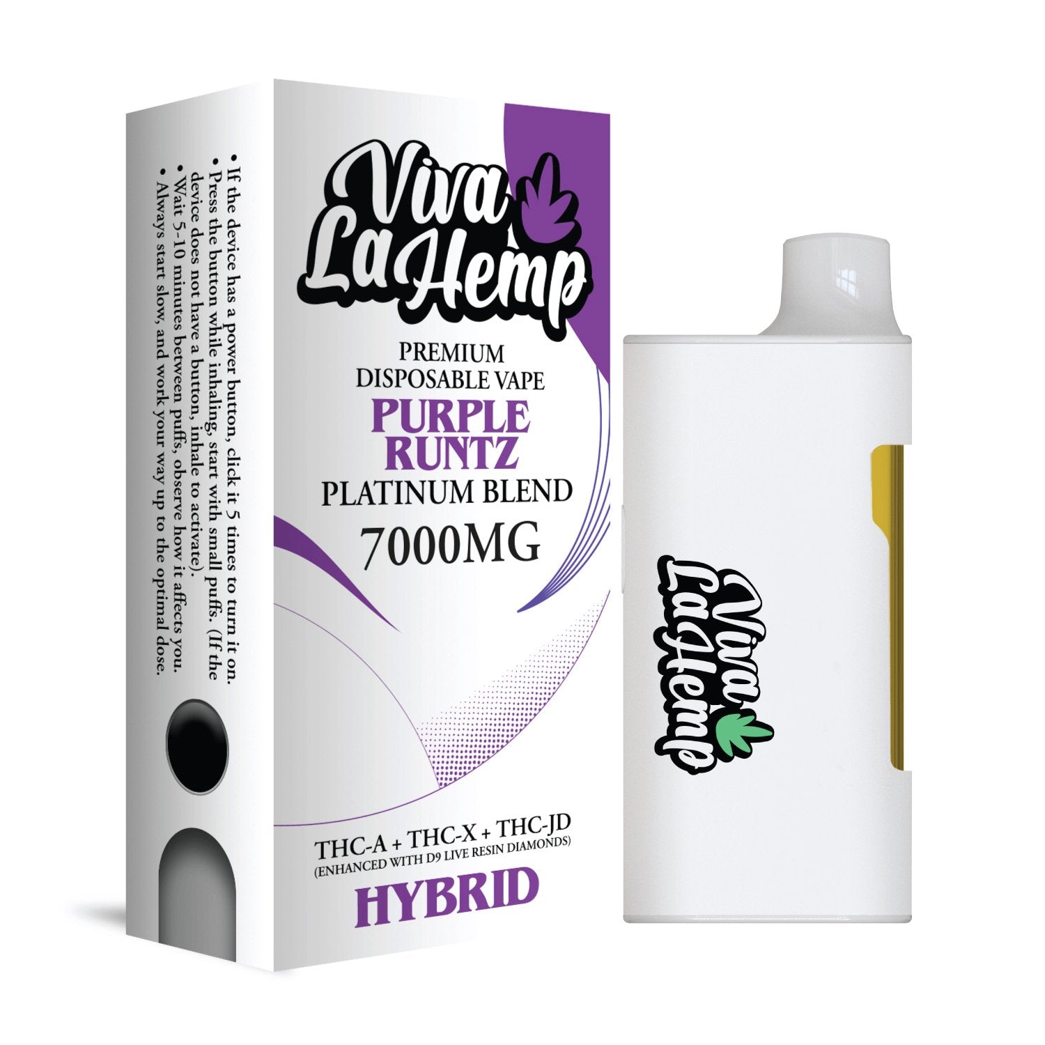 Viva La Hemp Platinum Blend Disposable - Kush Mint 7G – DeltaCloudz
