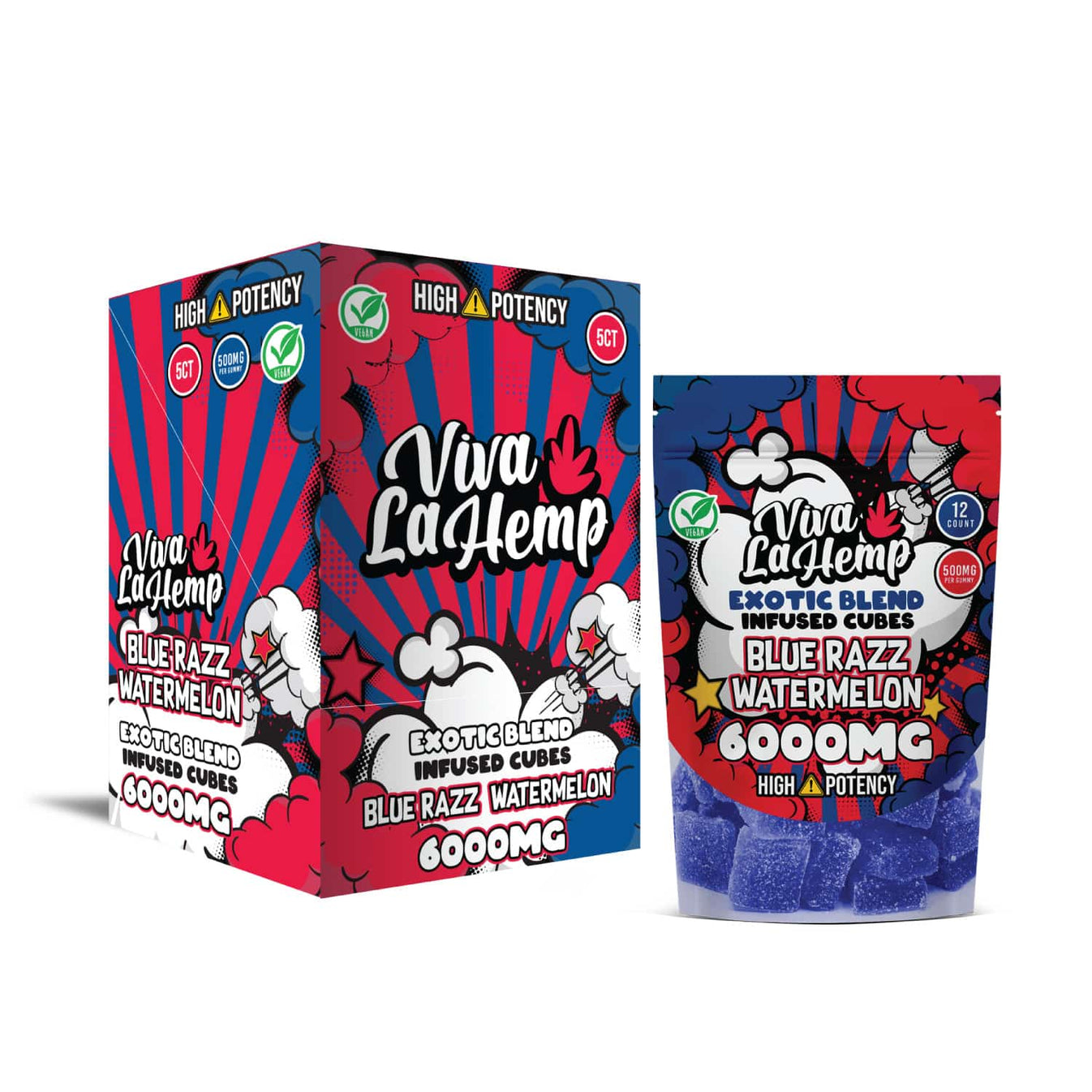 Viva La Hemp Infused Gummies - Blue Razz Watermelon 6000MG – DeltaCloudz